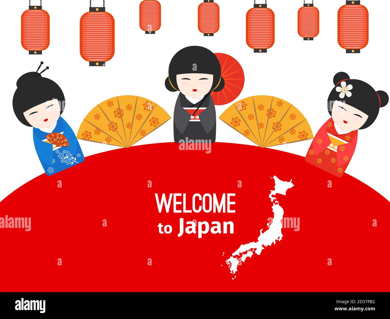 Welcome to Japan vector poster design with japanese symbols ...