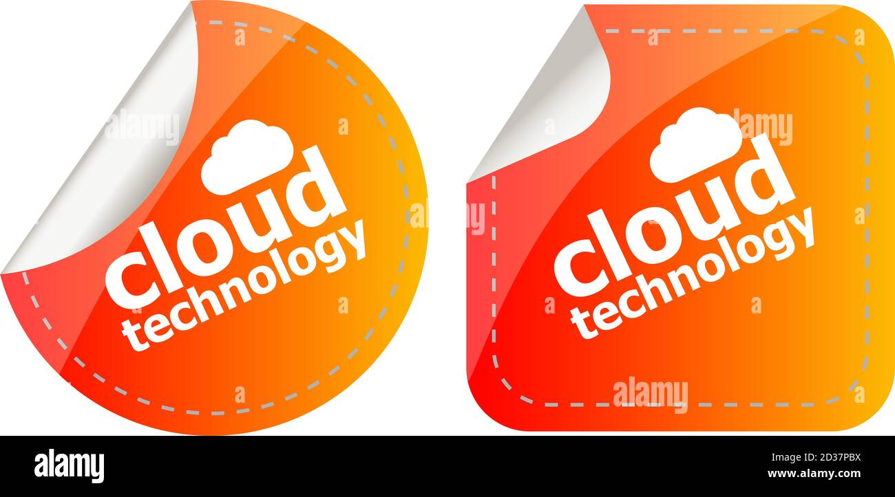cloud application stickers label tag set isolated on white Stock Photo ...