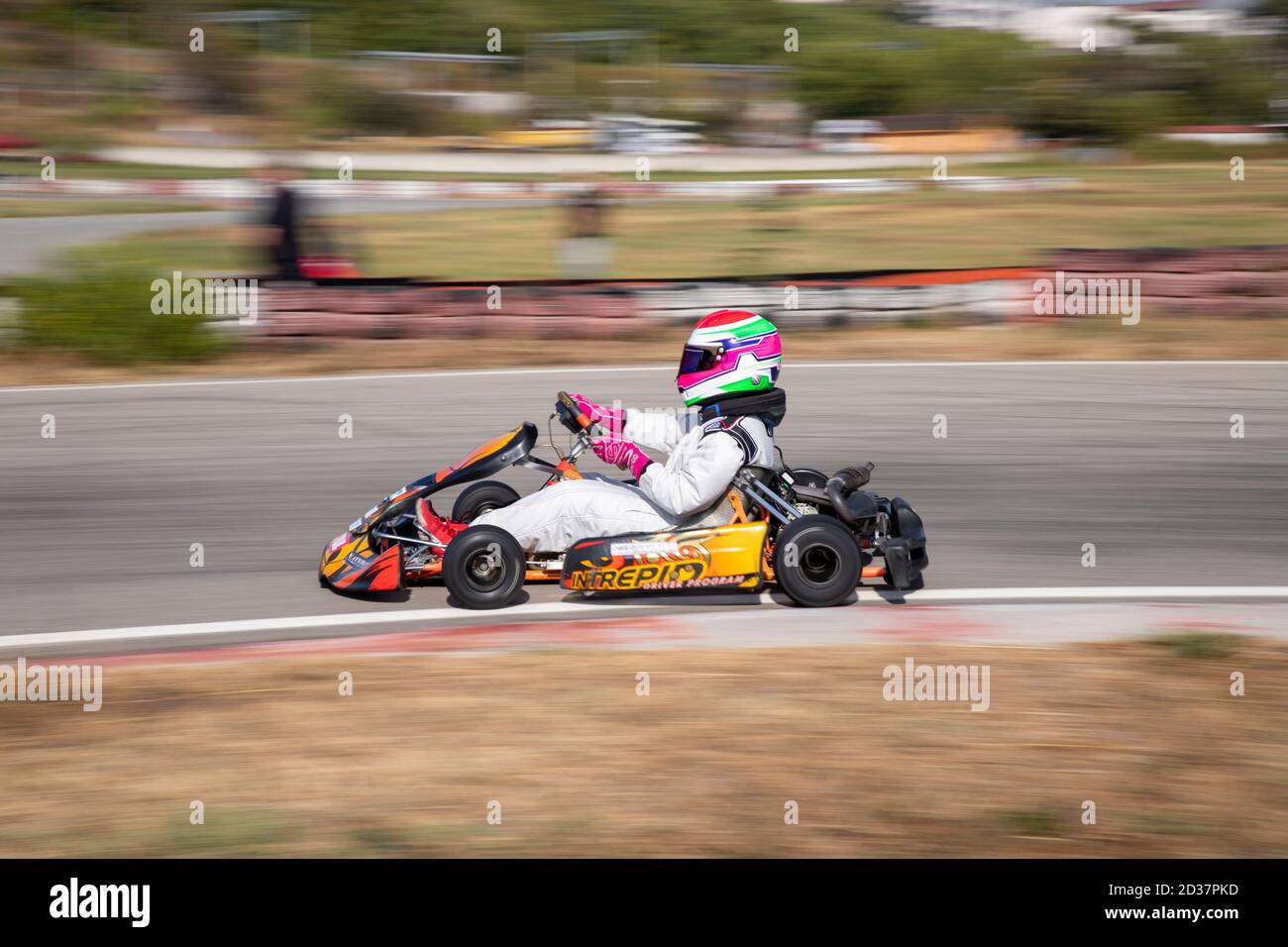 Karting races with the pan technique (Go-Kart Stock Photo - Alamy