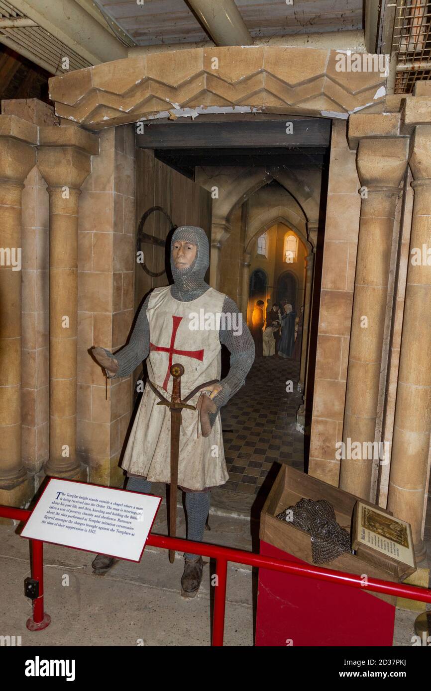 Templar Knight figure guarding a chapel, on display in the Wheat Barn ...