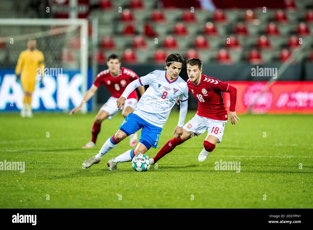 Herning, Denmark. 07th Oct, 2020. Brandur Hendriksson (8) of Faroe ...