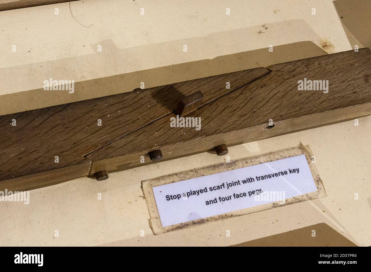 Stop splayed scarf joint with transverse key & 4 face pegs, a timber ...