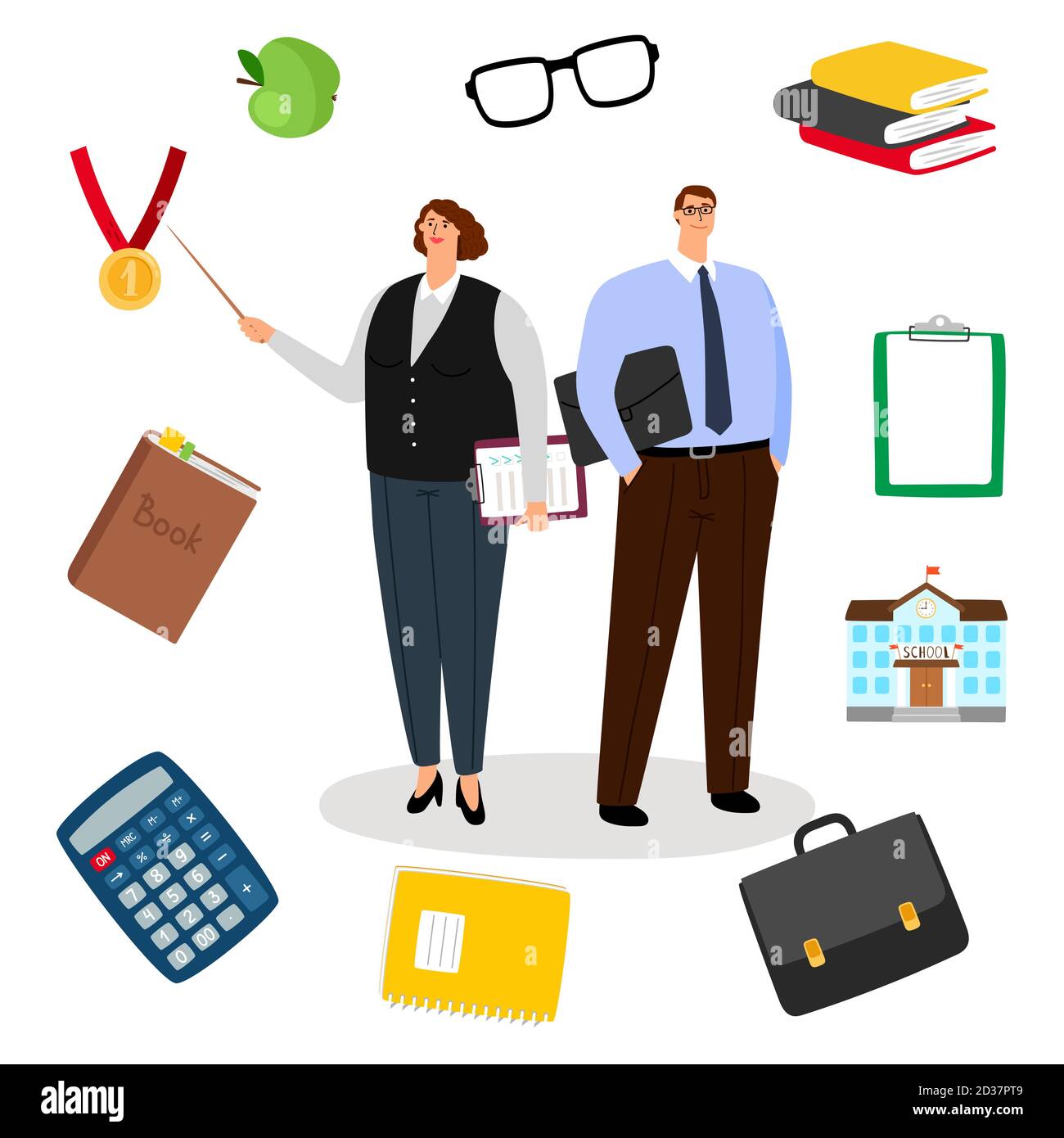 Male and female teachers and education icons vector illustration Stock ...