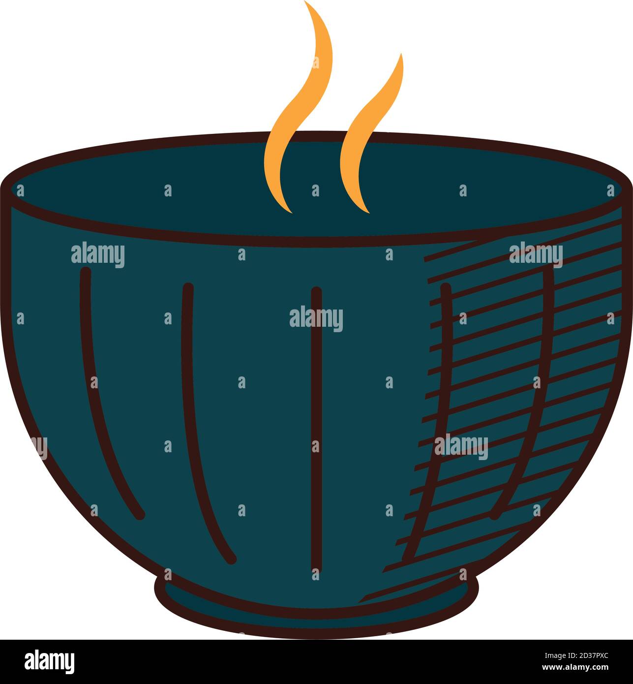 japanese tea cup icon over white background, hand draw style, vector ...