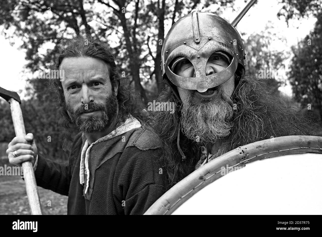 Viking Battle on Llangorse Lake Sourh Wales, Powys. A group of Viking ...