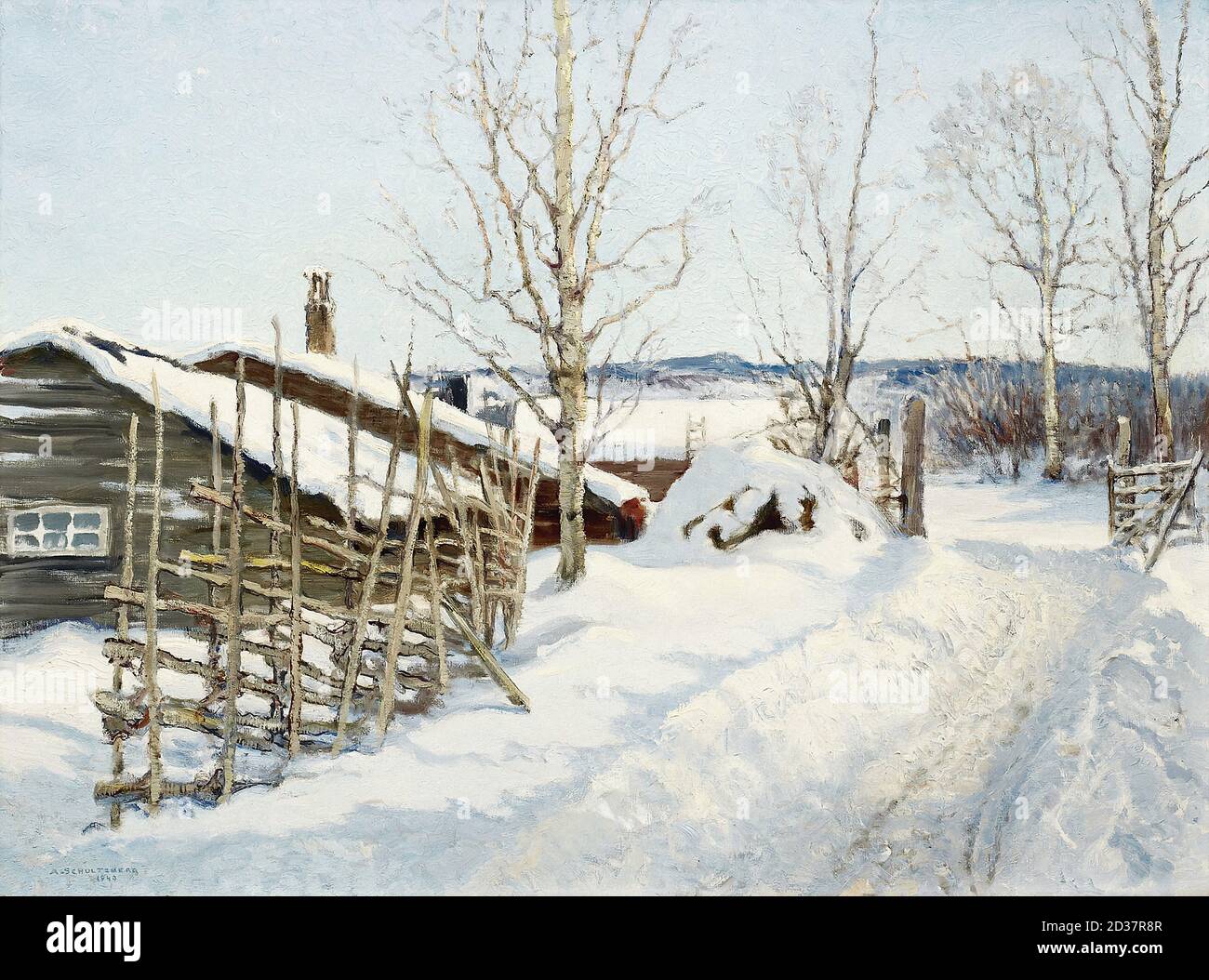Schultzberg Anshelm - Bygata I Vinterskrud - Motiv Från Dalarna ...