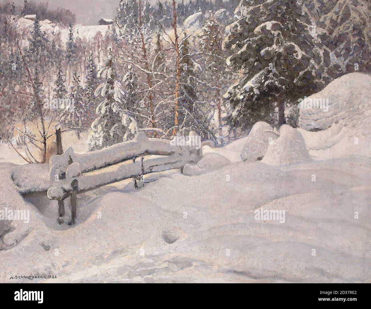 Schultzberg Anshelm - Landskap I Vinterskrud 1 - Swedish School - 19th ...