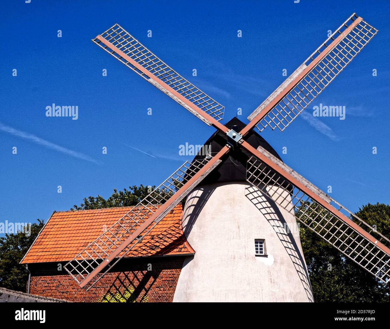 Traditional White Windmill Stock Photo - Alamy