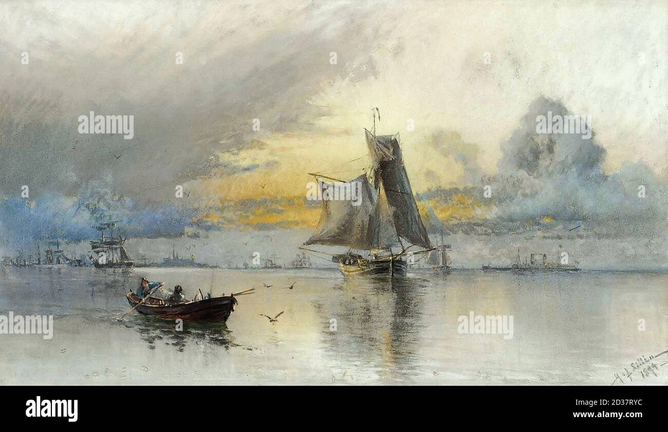 Sillén Herman Af - Rodd I Gryningen - Swedish School - 19th Century ...