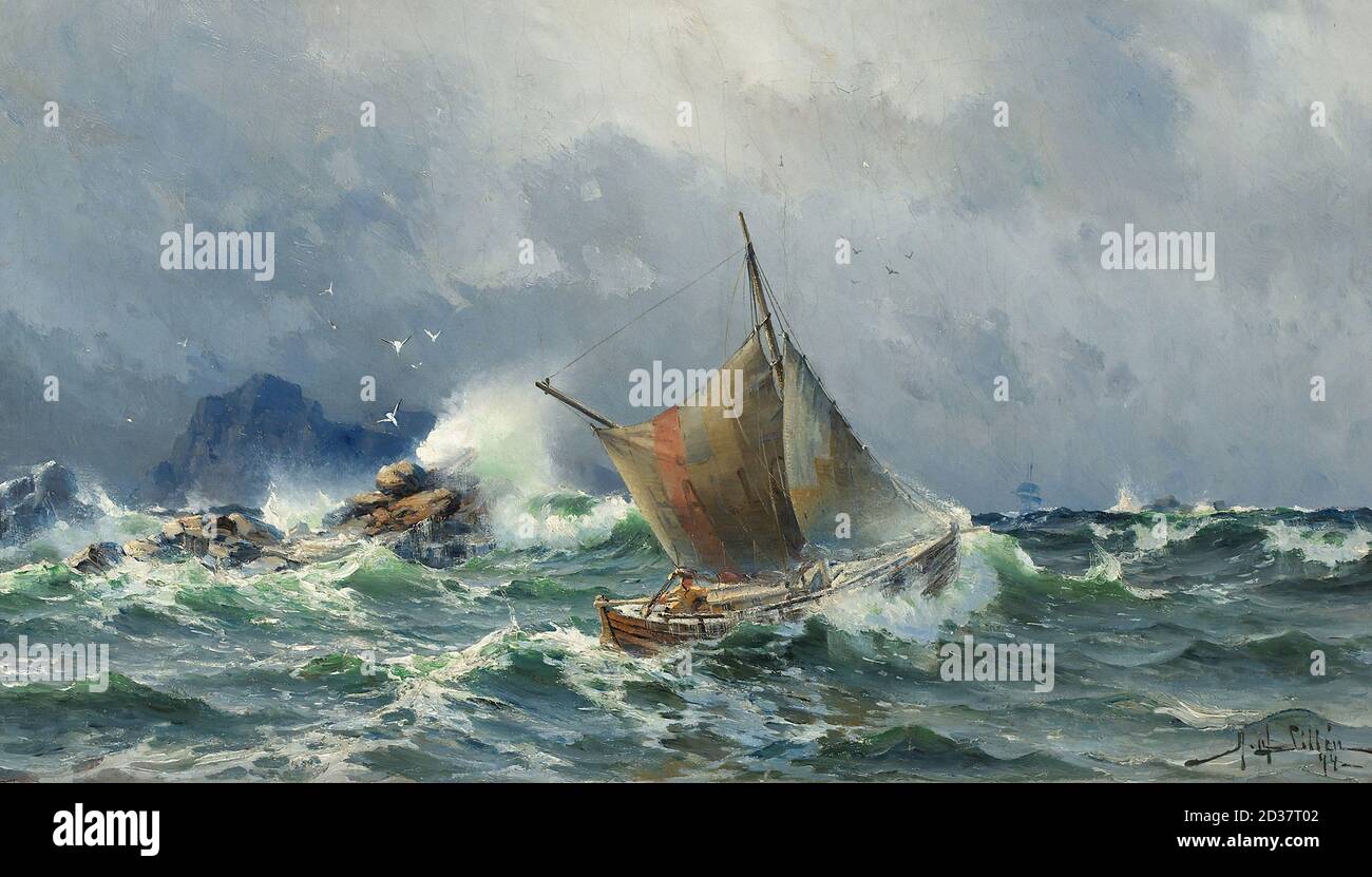 Sillén Herman Af - Stormigt Hav - Swedish School - 19th Century Stock ...