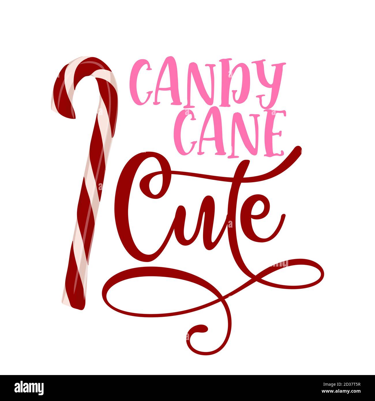 Candy Cane Cute - Hand drawn vector illustration. Christmas color ...