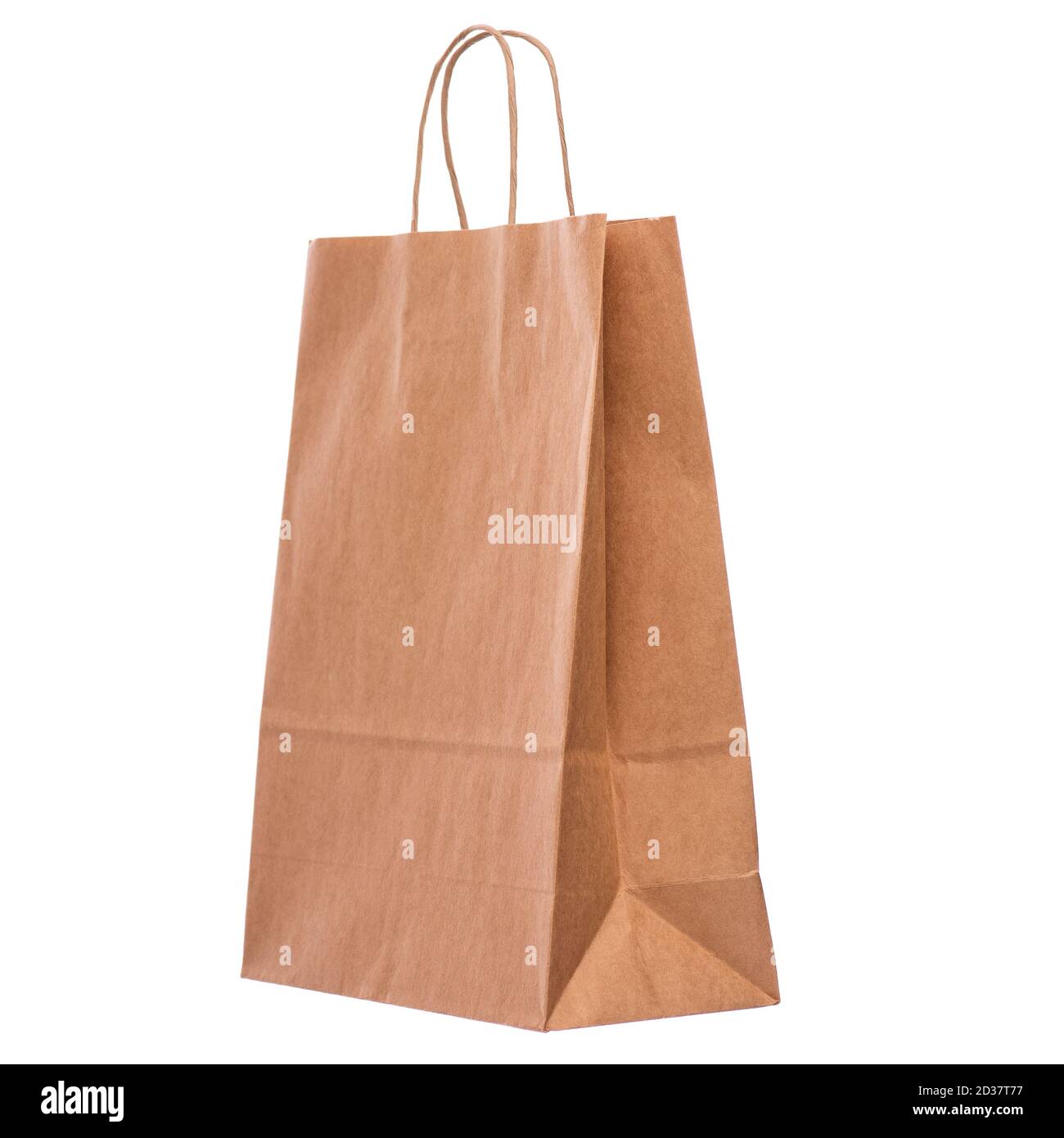 Brown paper bag on white Stock Photo - Alamy