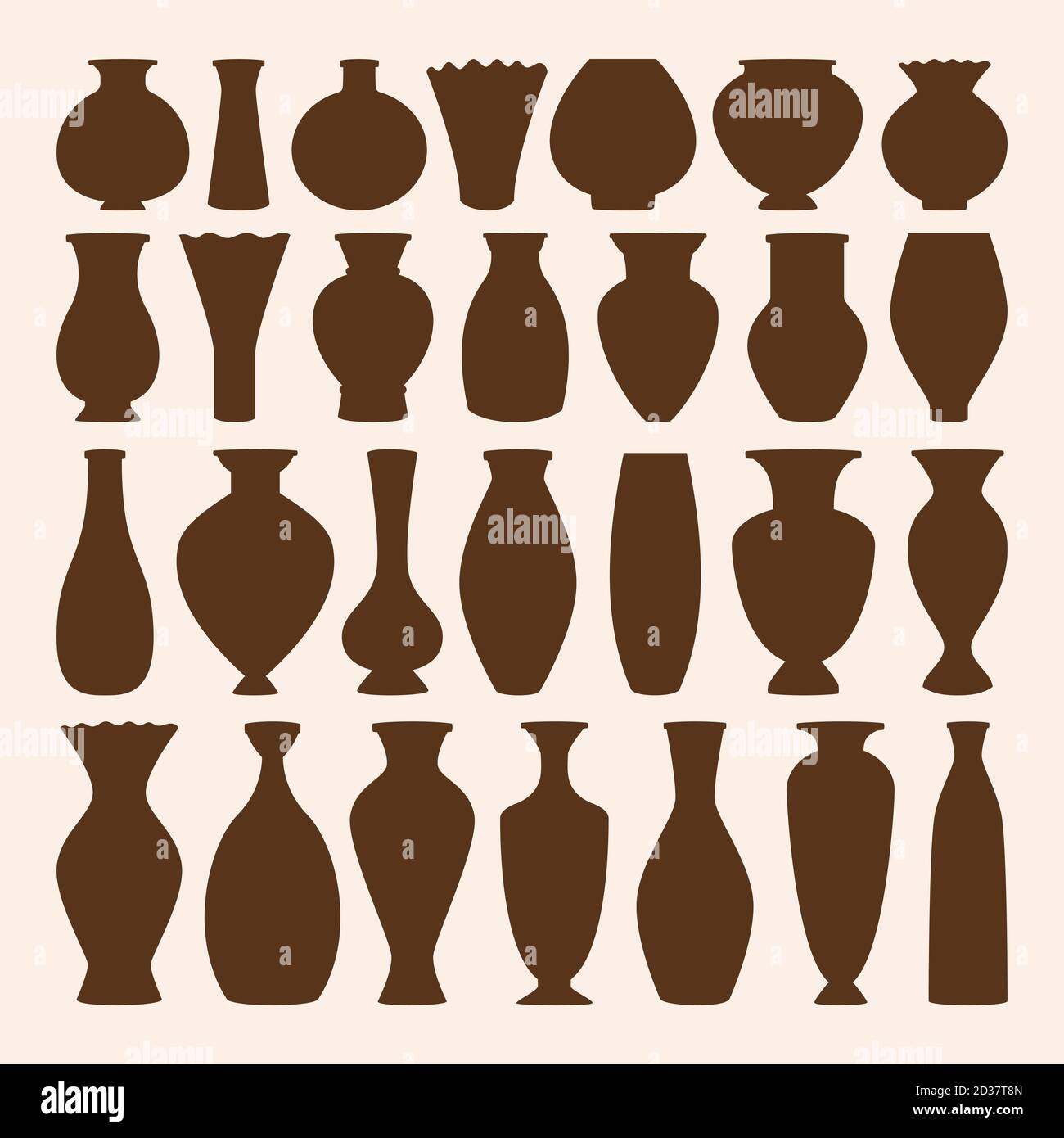 Ancient bowls icons vector collection. Vase and amphora. Ancient ...