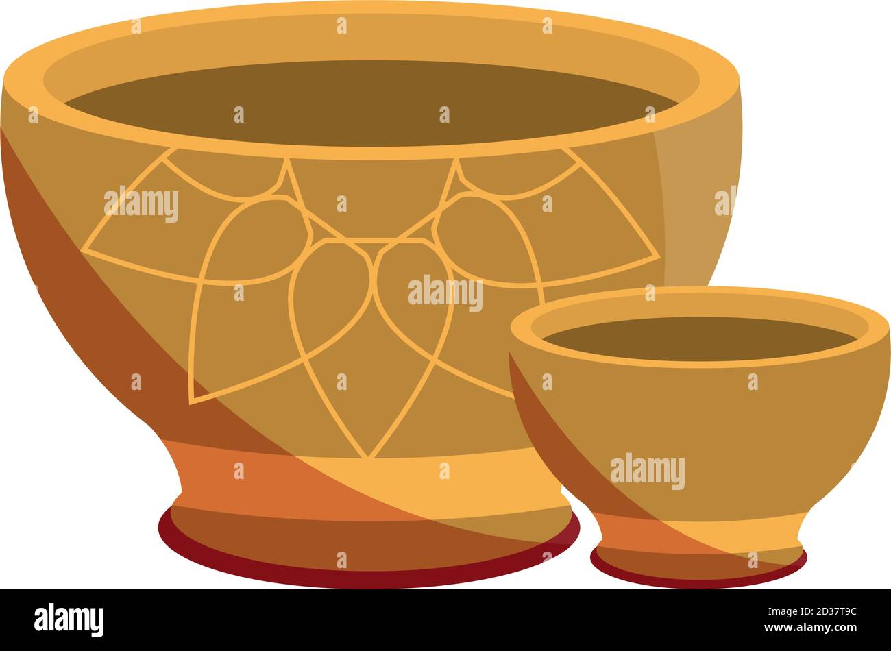 clay pots ornament decoration classic isolated icon with shadow vector ...