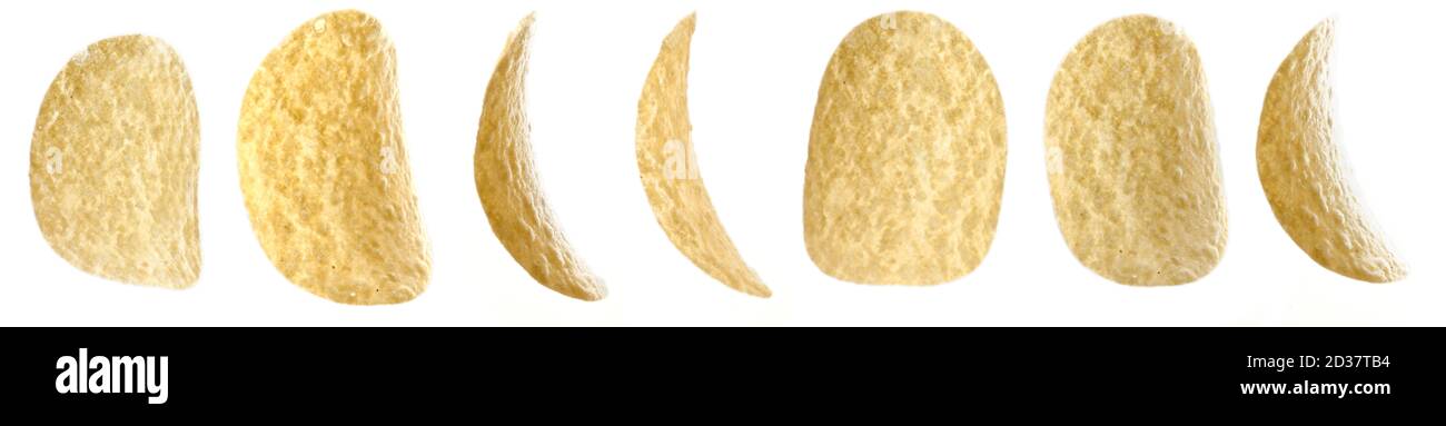 Chips in different shapes on a white background isolated Stock Photo ...