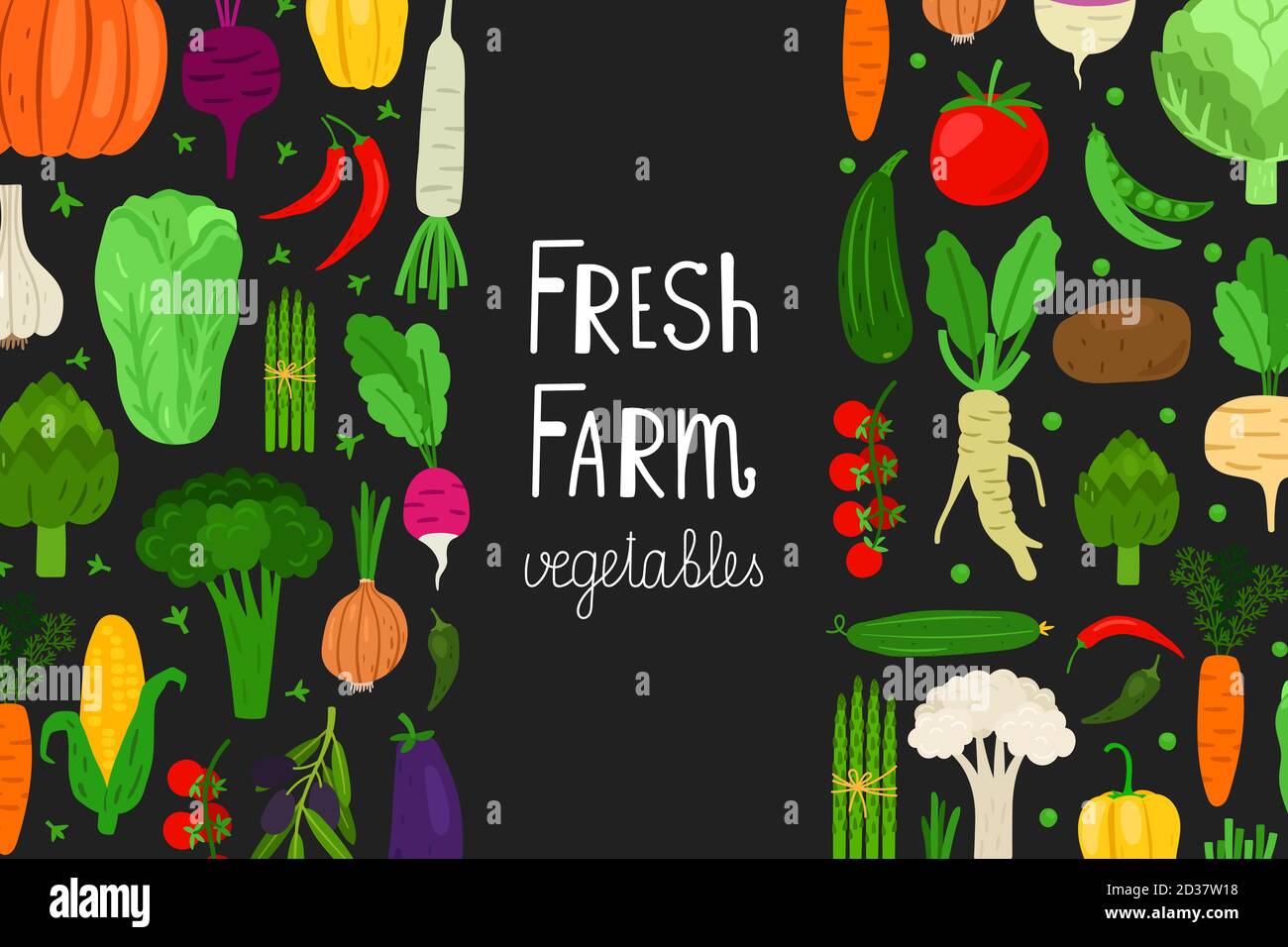 Fresh menu, vegetables banner vector template. Vegan food background ...