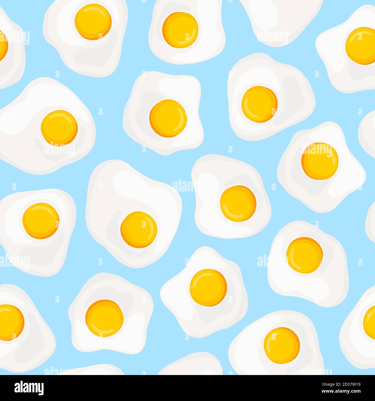 Cartoon eggs pattern on bright blue background, vector illustration ...