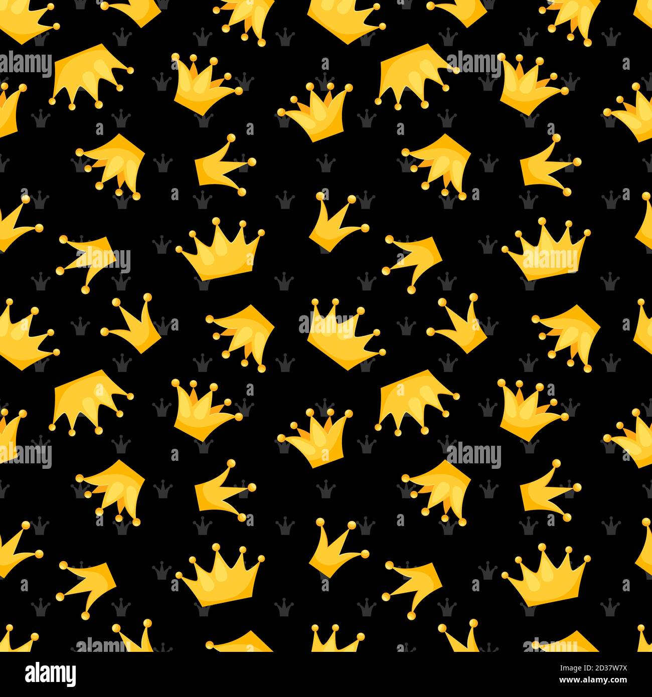 Gold vector crowns on black seamless pattern design. Crown pattern gold ...