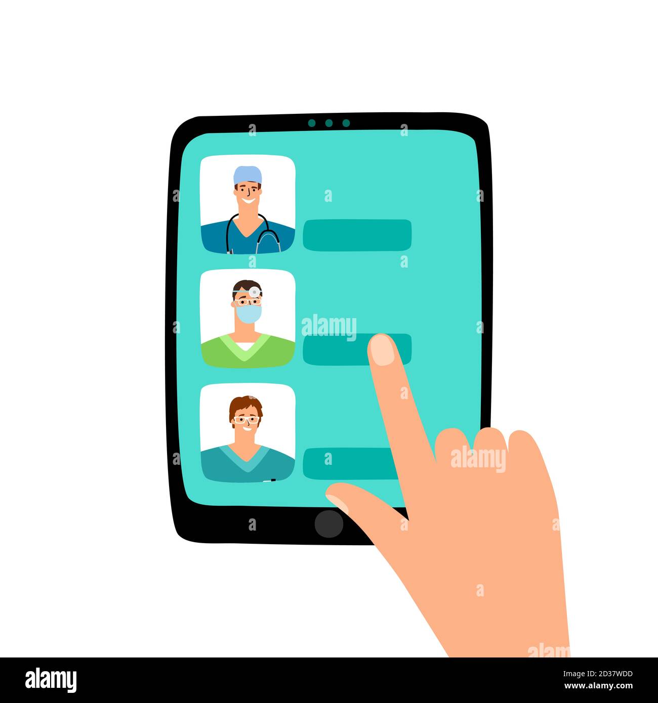 Vector doctor appointment online. Choosing a doctor for a medical ...
