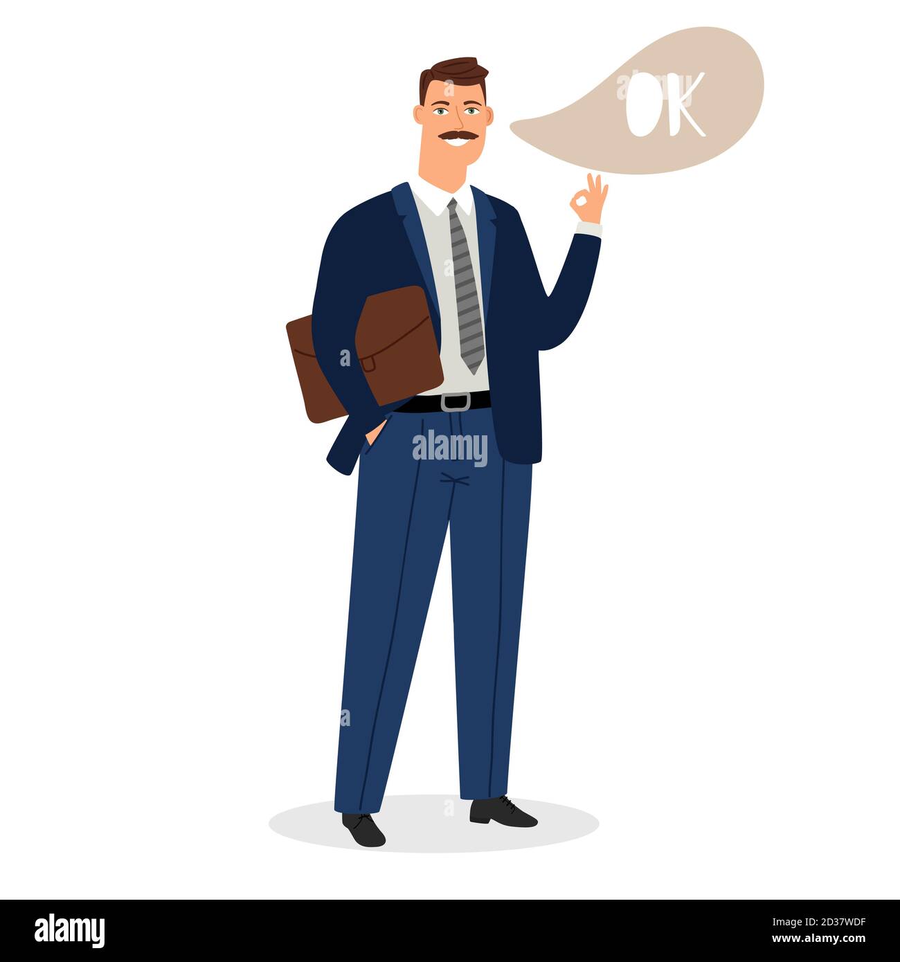 Happy man shows OK sign vector isolated on white background ...