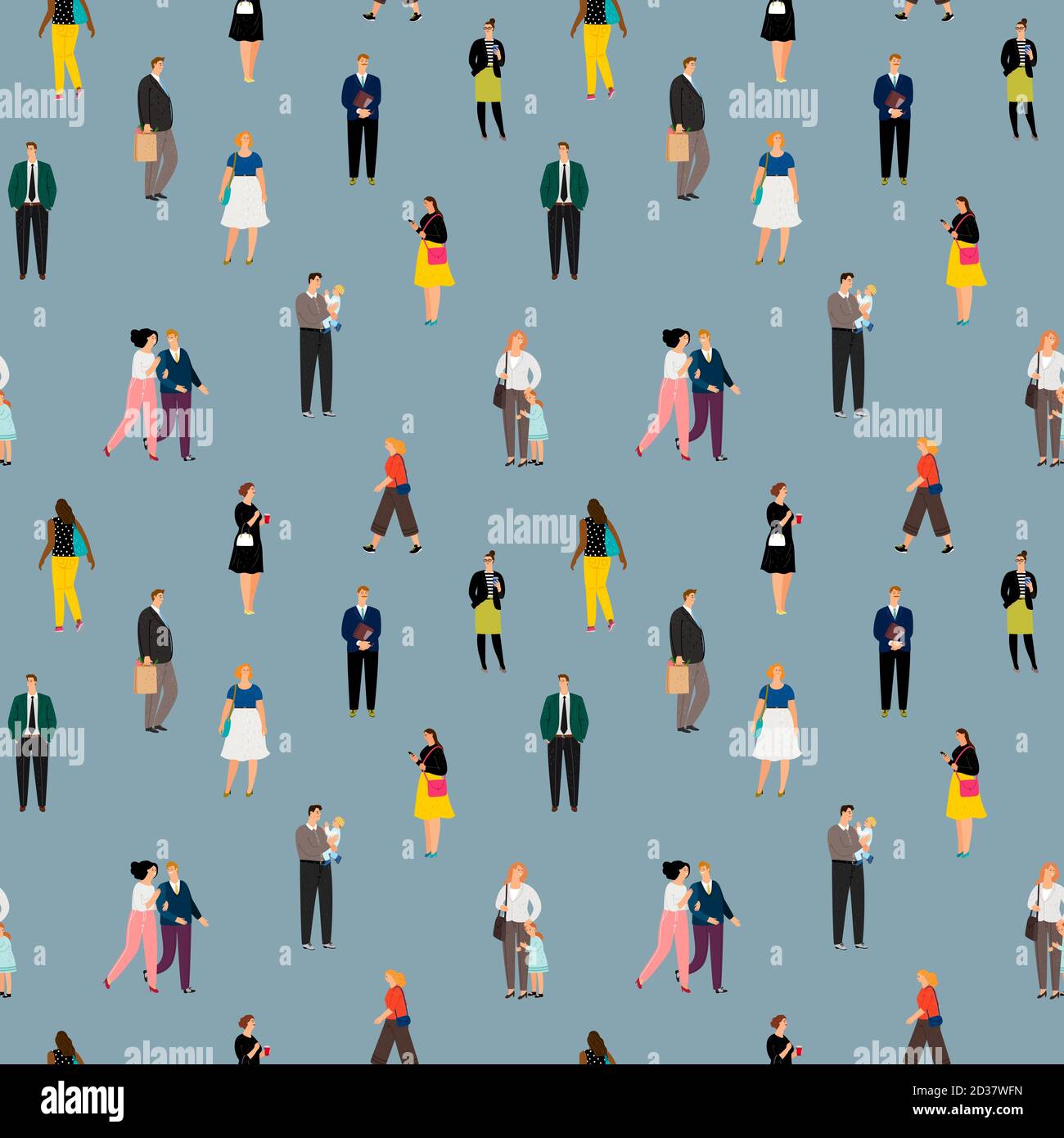 Crowd of people vector illustration. Different people pattern Stock ...