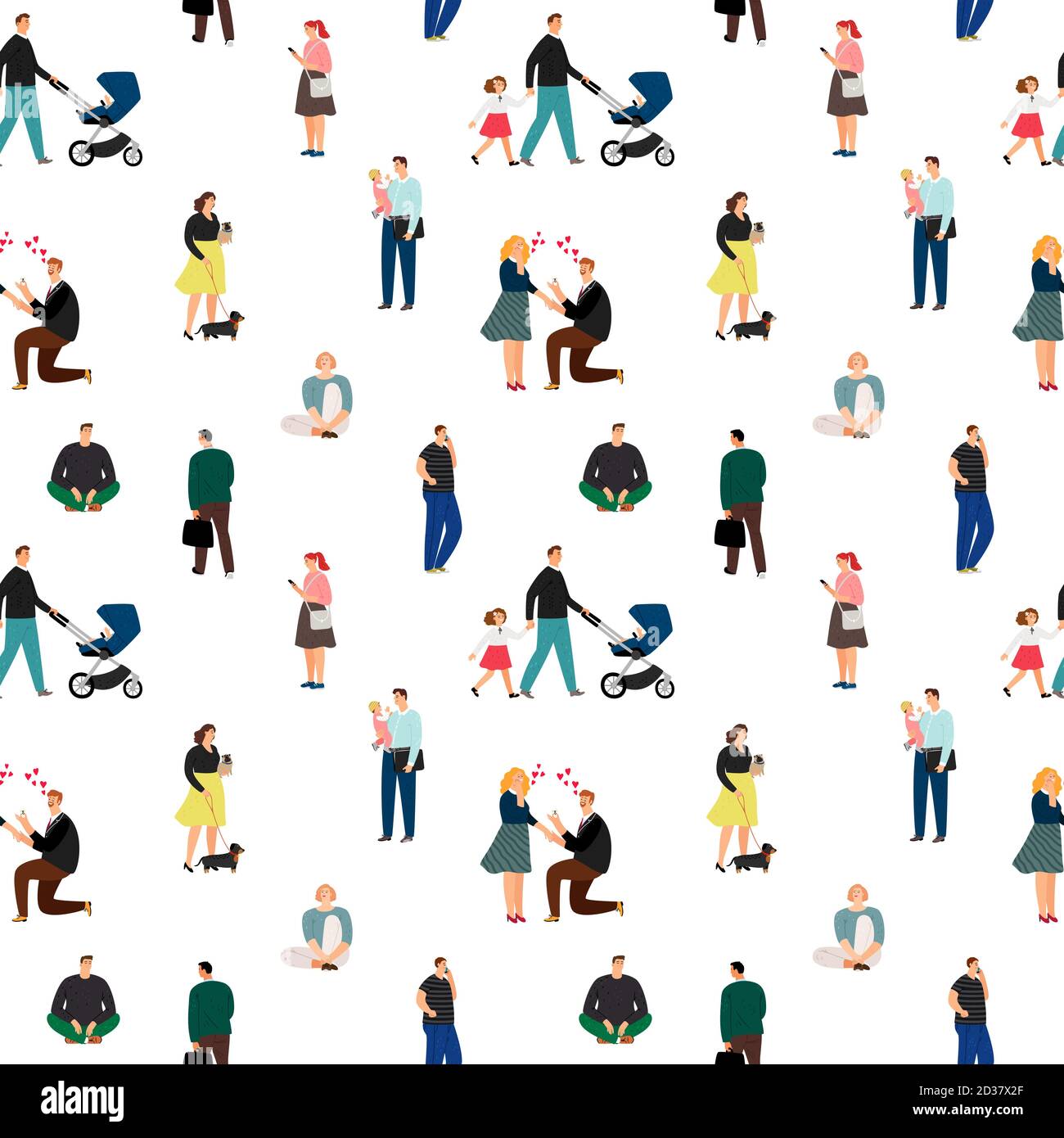 Family people white pattern. Men and women vector illustrations ...