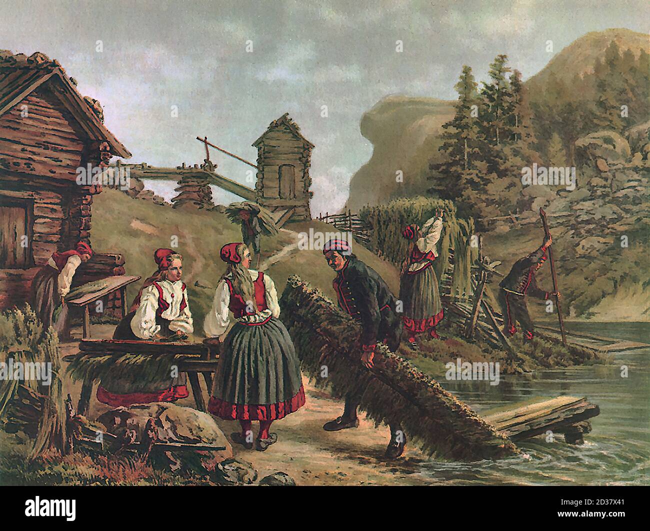 Wallander Josef Wilhelm - Flax Harvest - Swedish School - 19th Century ...