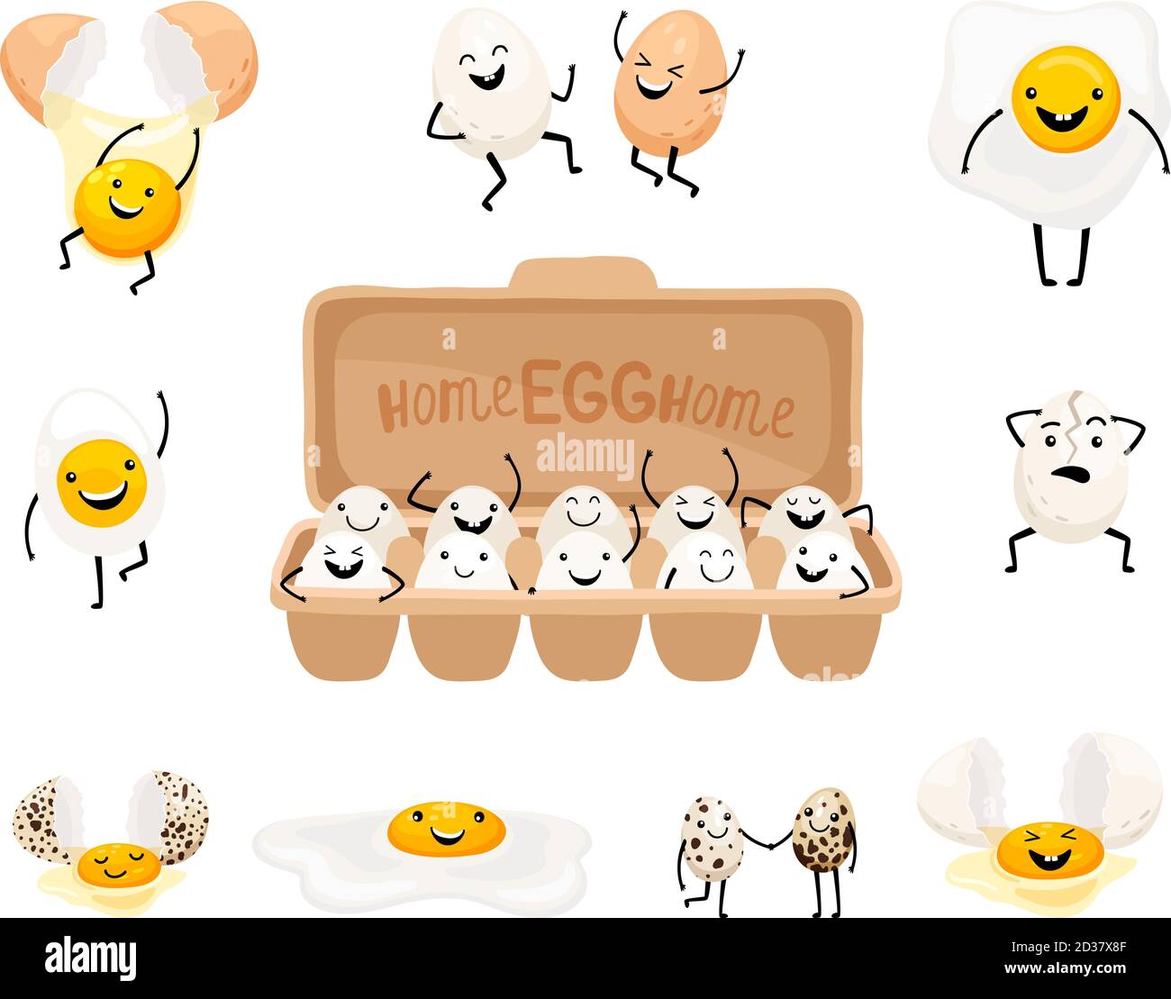 Cute egg faces. Easter eggs friends with funny face vector set ...