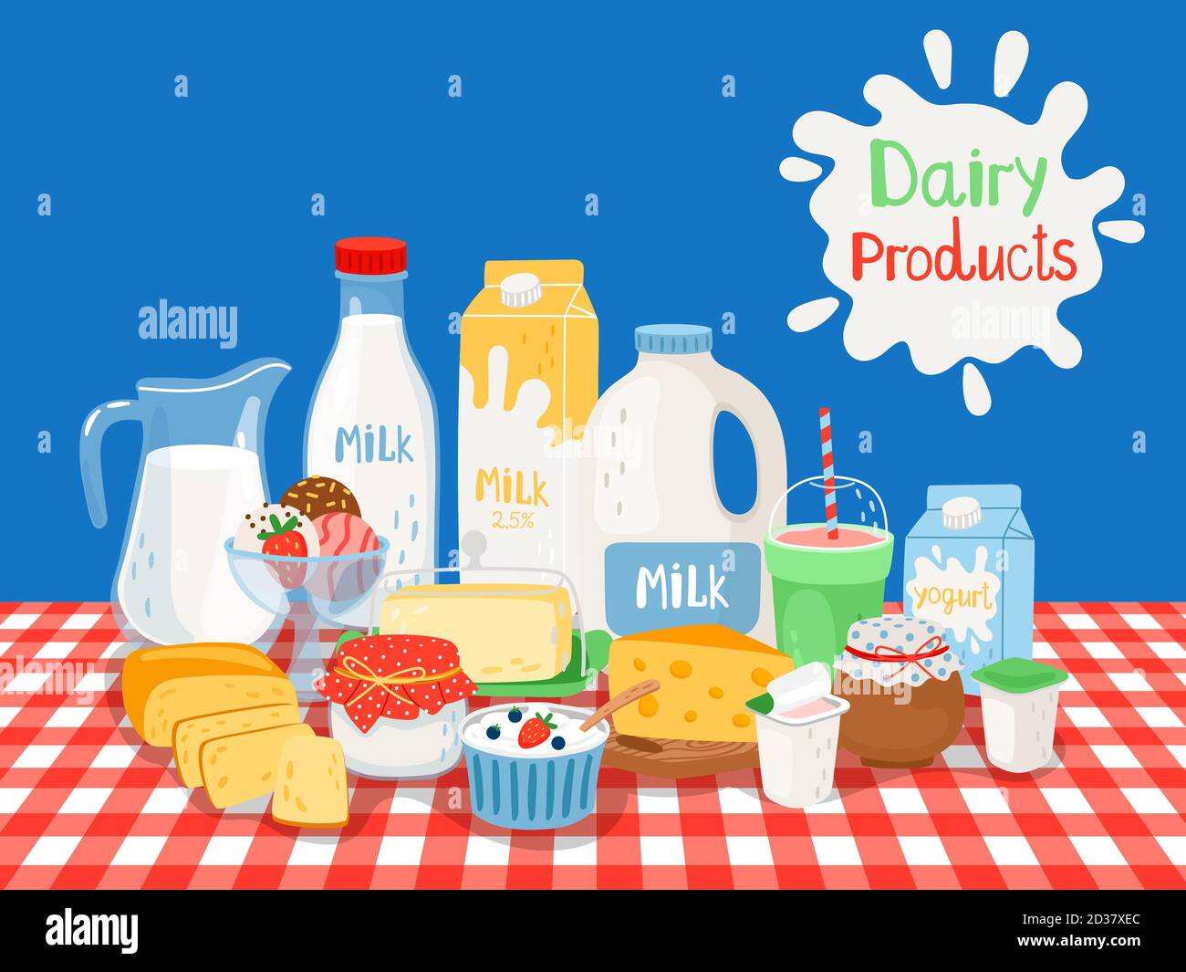 Milk dessert on table Stock Vector Images - Alamy