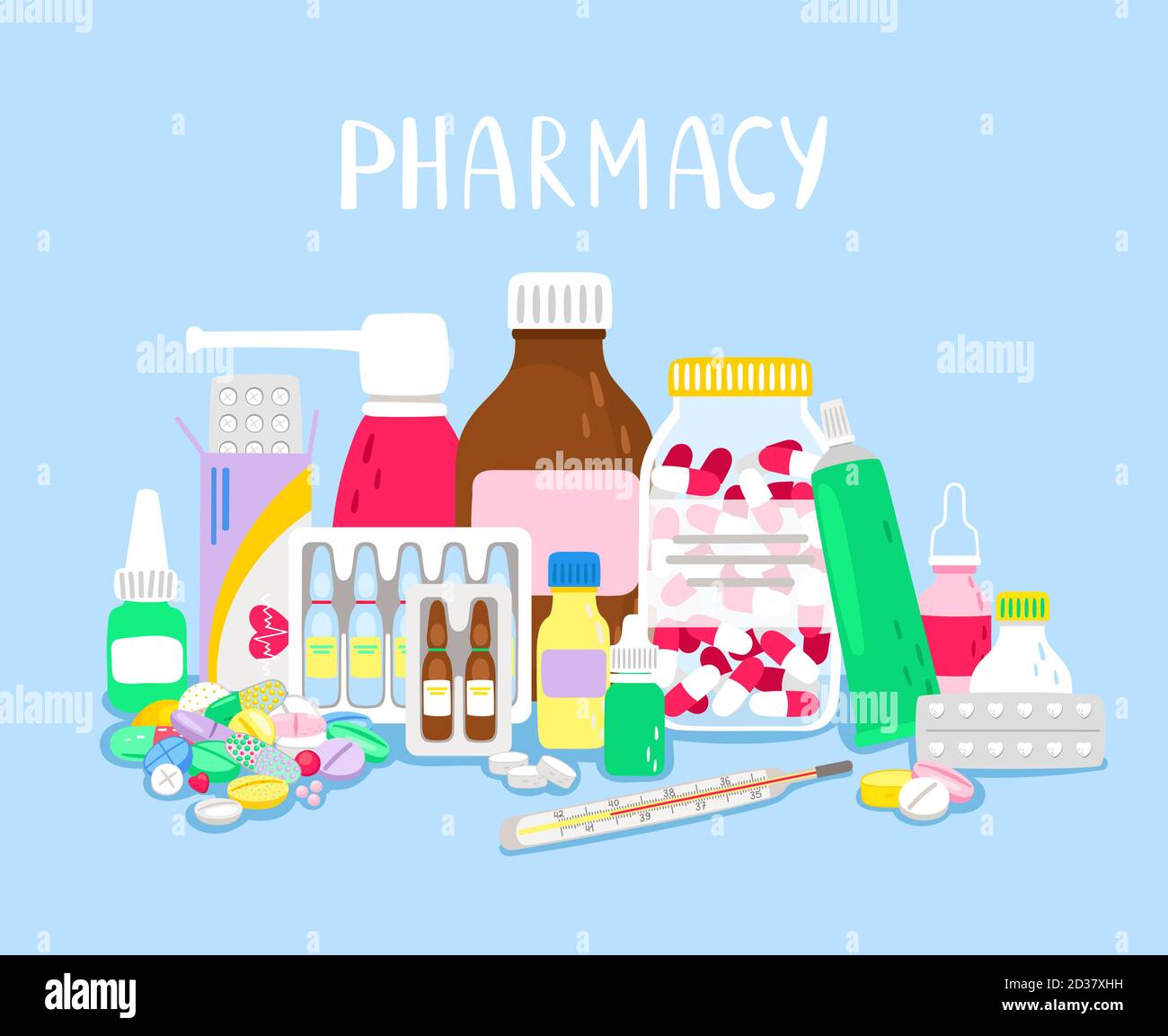 Pile of drugs. Medications image, medicin pharmacy, aspirin and ...