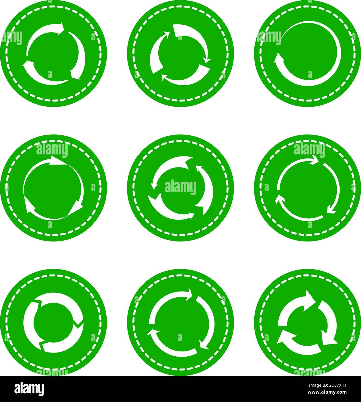 Green recycling round arrows. Vector circle arrow icons, rounded ...