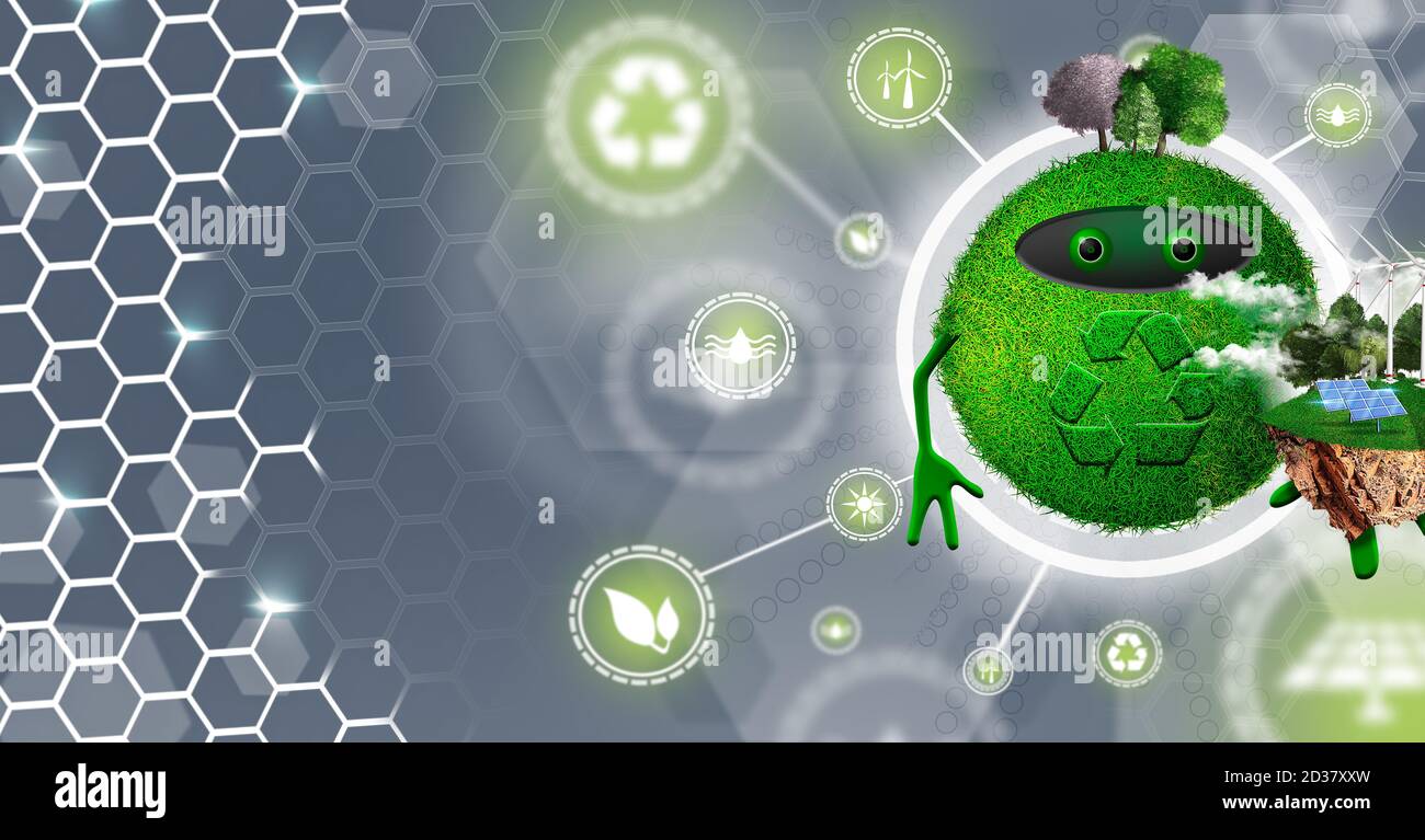 3D Illustration Backdrop as a concept of energy efficiency. The power ...