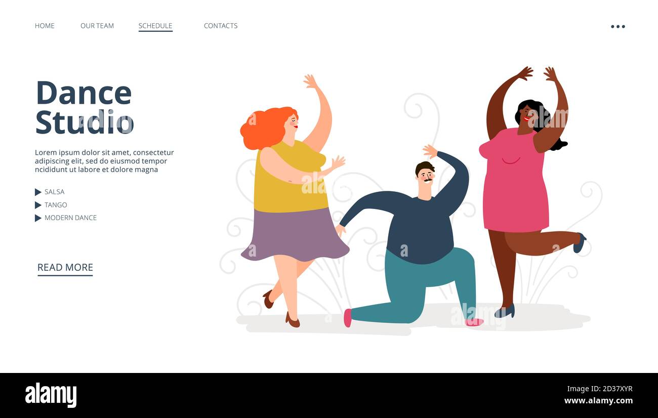 Dance studio landing page. Vector dancing people illustration. Dance ...