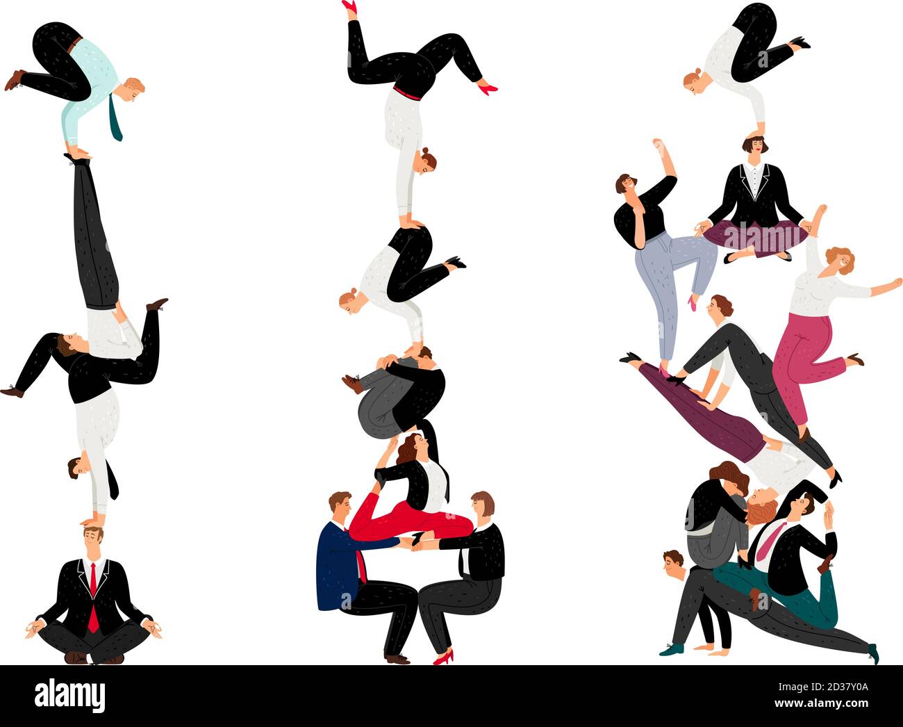 Business human pyramid. Team work success concept with miniature people ...