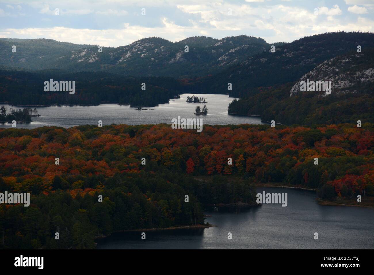 The view of Killarney Lake and the quartzite La Cloche Mountains from ...