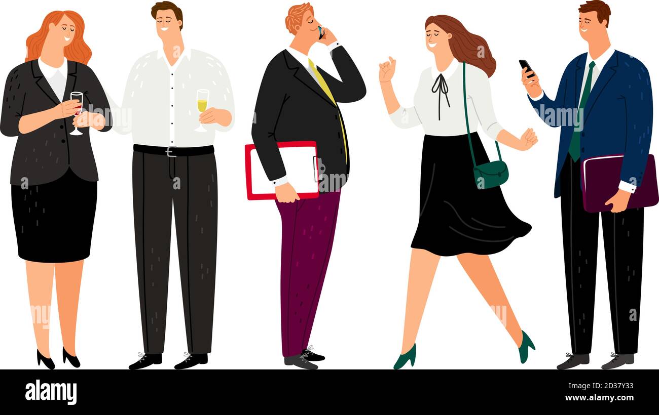 Smiling office people. Happy business characters, casual corporate ...