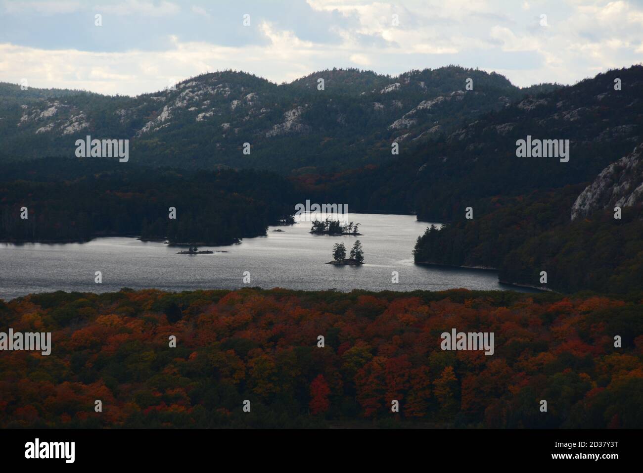 The view of Killarney Lake and the quartzite La Cloche Mountains from ...