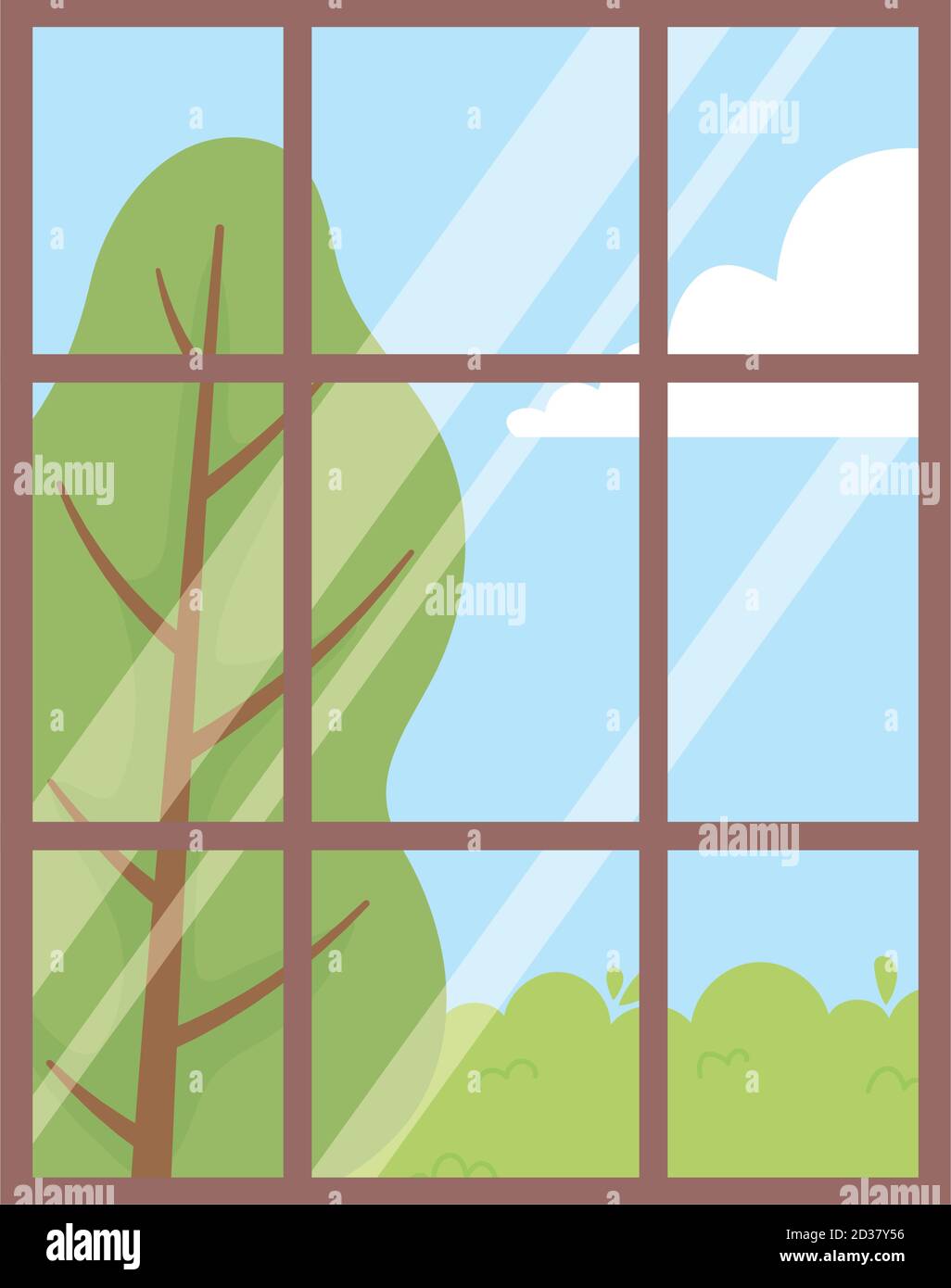 viewed window landscape nature outdoor isolated design white background ...