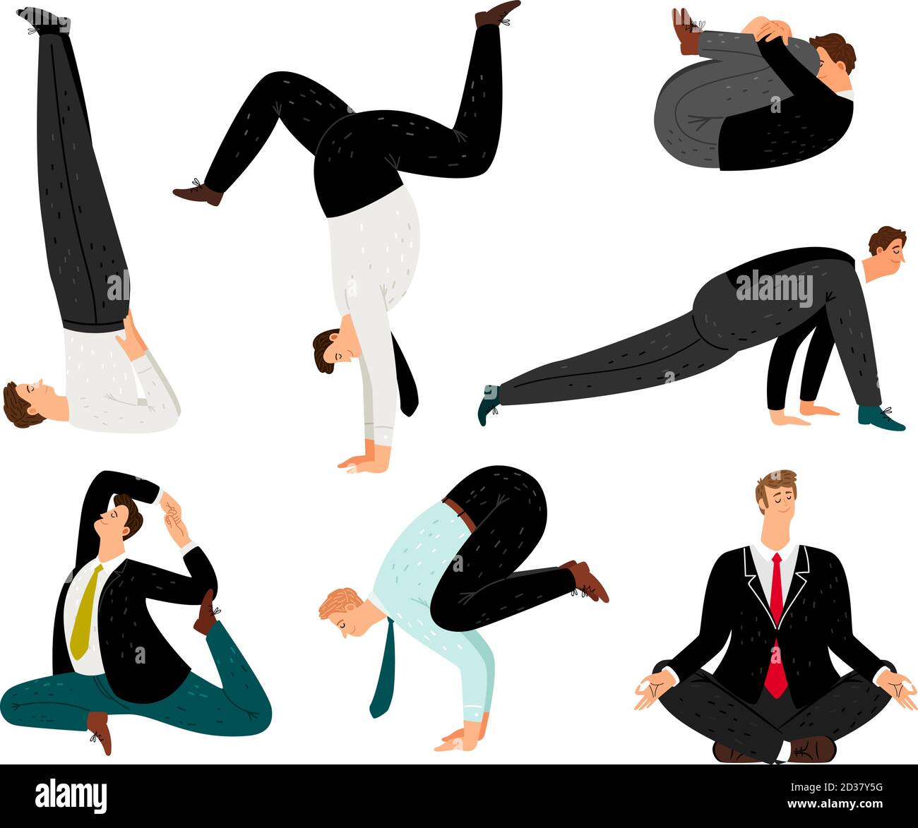 Businessman yoga. Suit meditation and zen relax business man poses ...