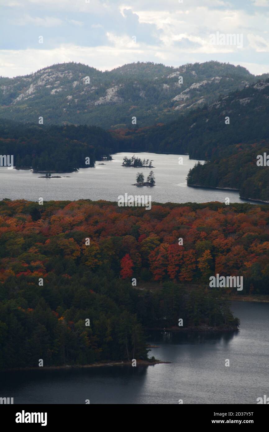 The view of Killarney Lake and the quartzite La Cloche Mountains from ...