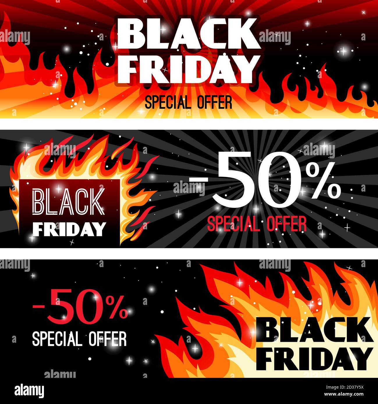 Fire sale banners. Firing heating banner backgrounds, burning flame ...