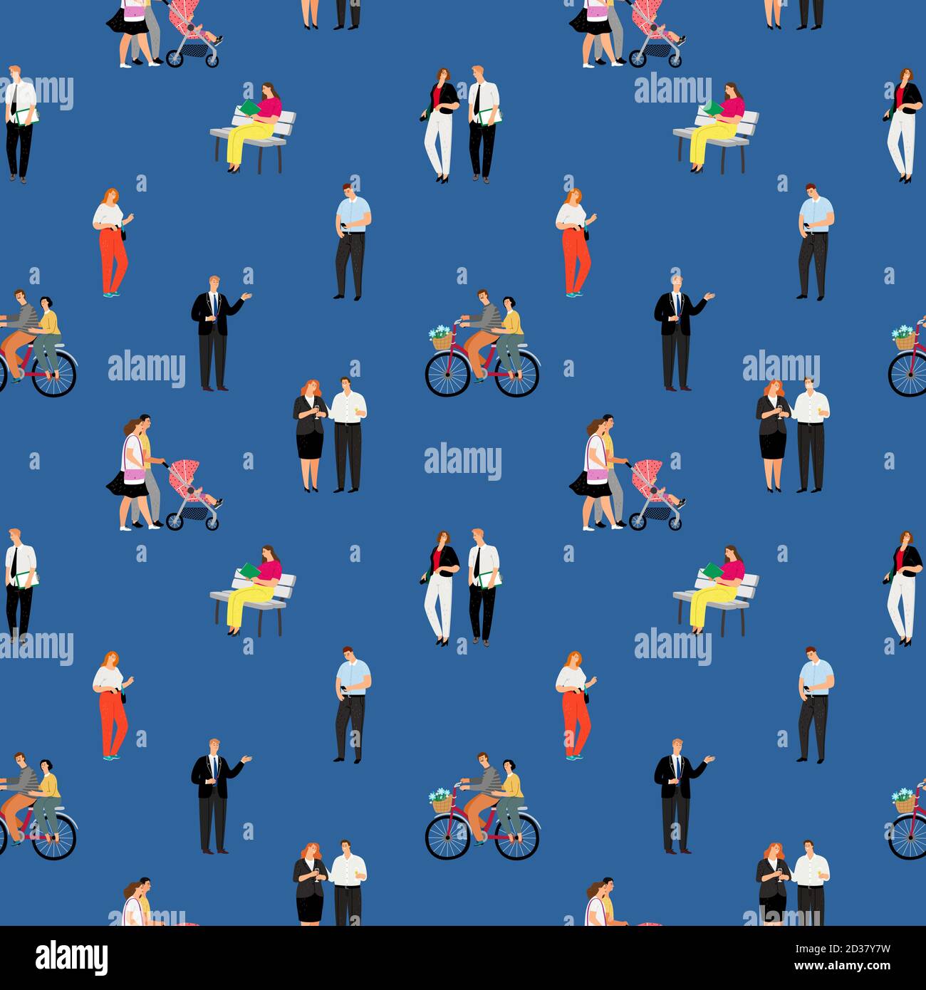 People banner pattern. Crowd of diverse persons street activity, city ...