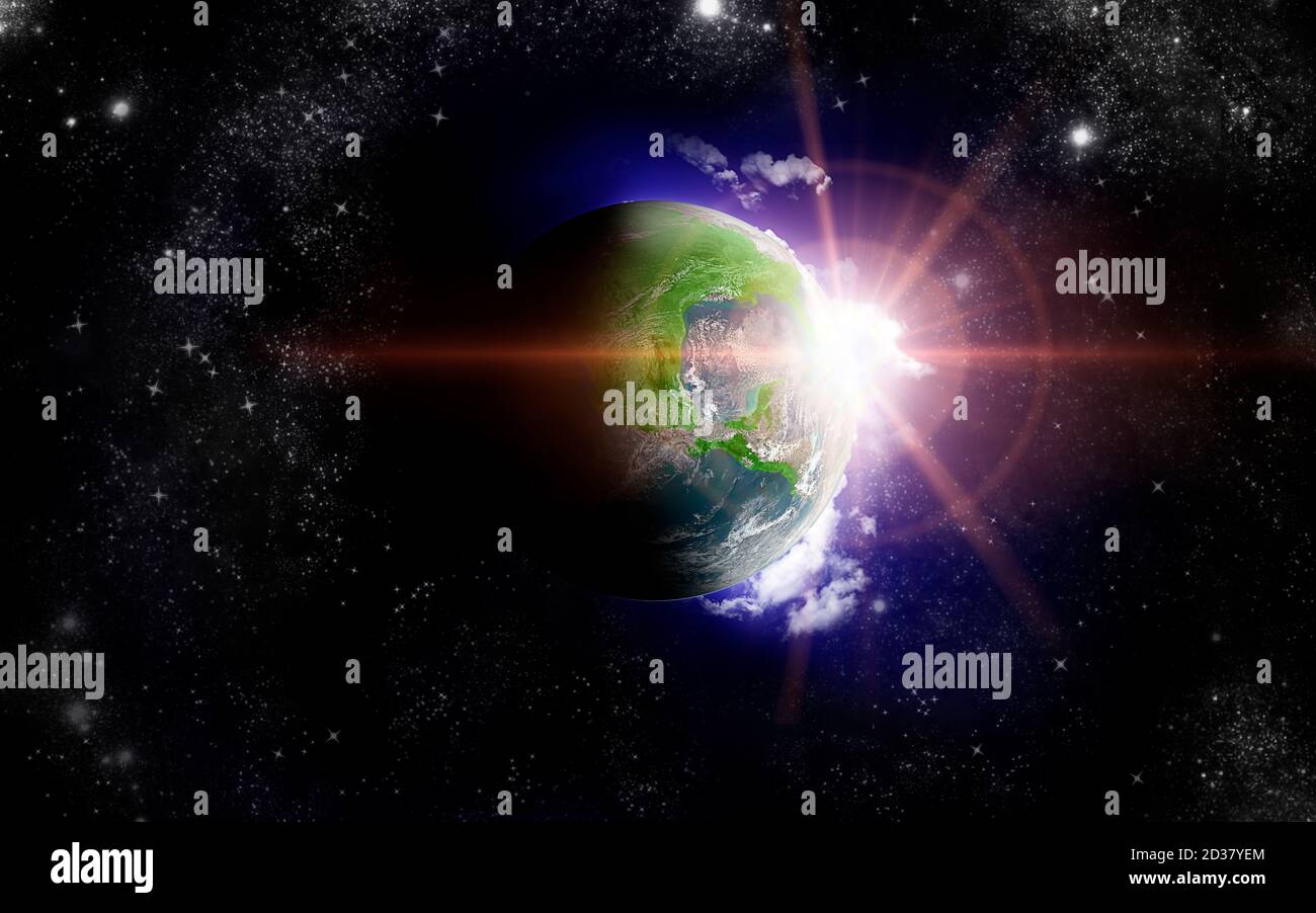 Dawn of planet earth from space. Render 3D. Some Elements Of This Image ...