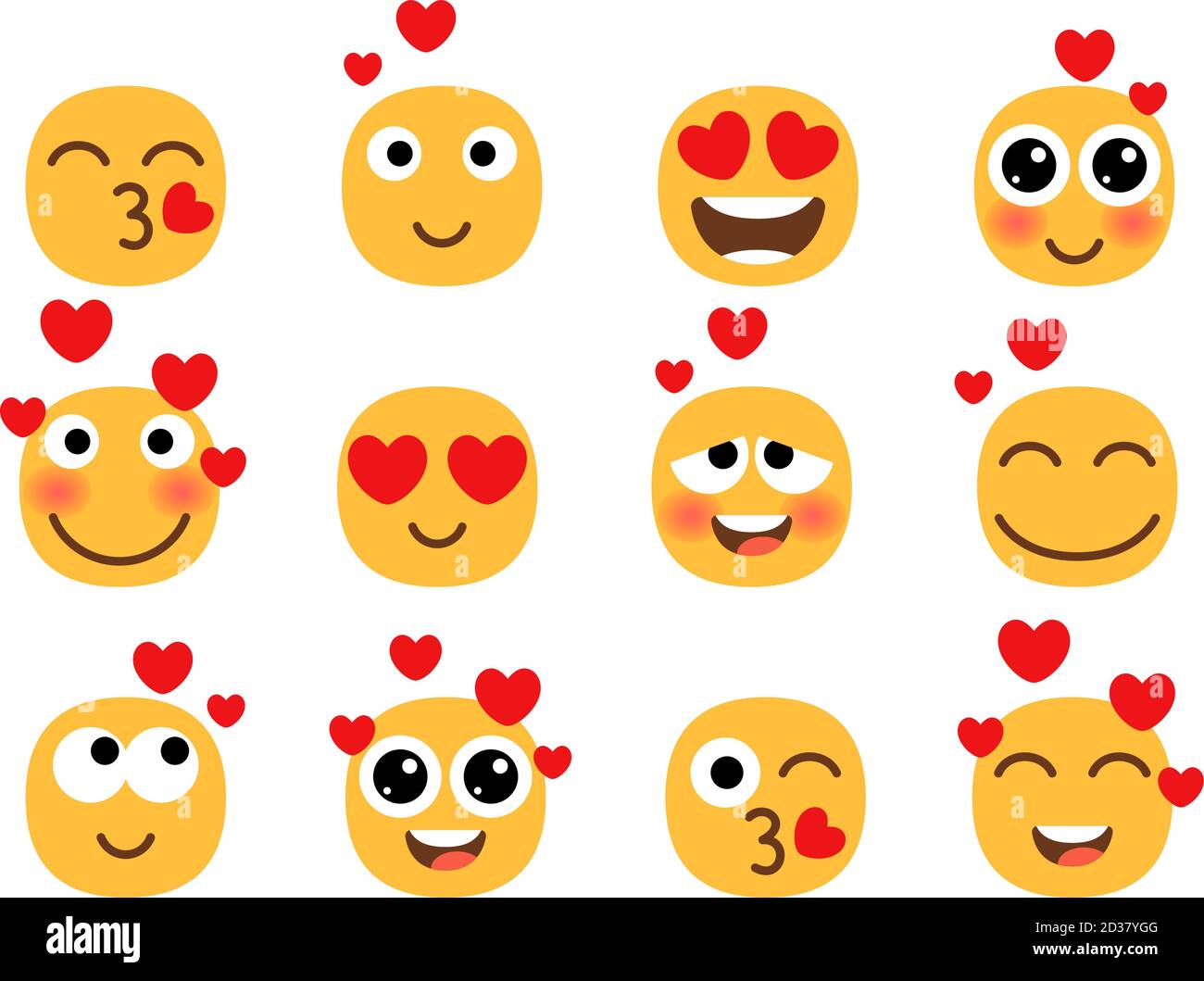 Emoji emoticon smiley vector set girl hi-res stock photography and ...