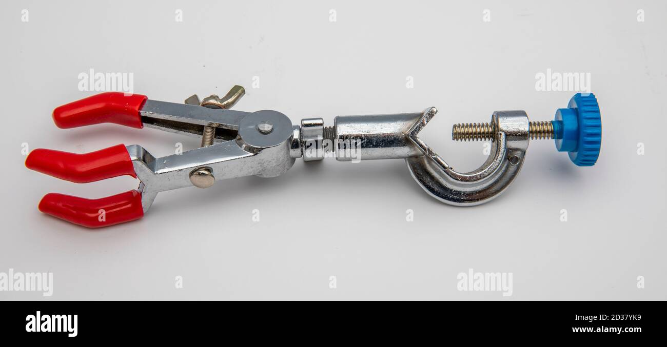 Clamp holder. Laboratory equipment. Condenser clamp, Used to hold the ...