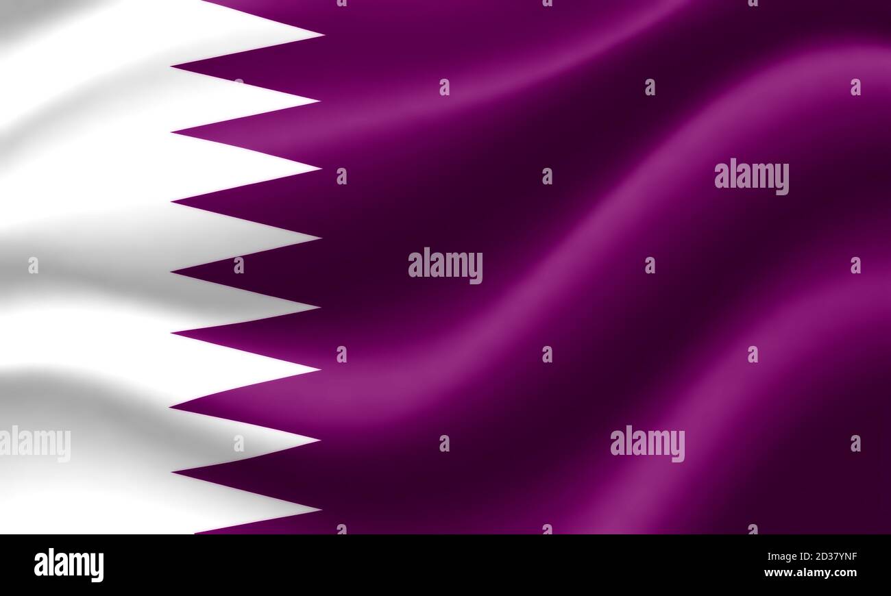 Flag of Qatar waving in the wind. Render 3D Stock Photo - Alamy