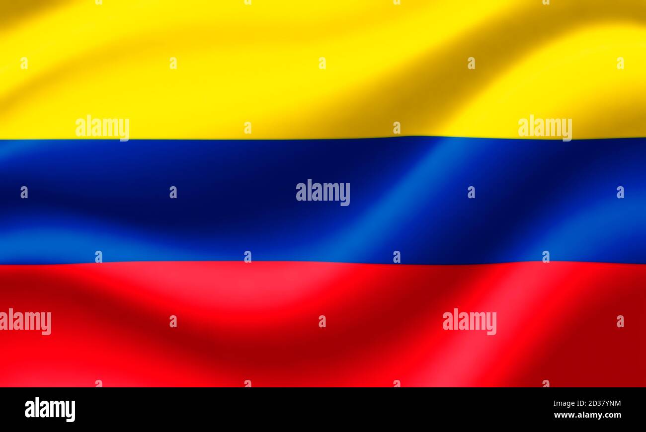 Flag of Colombia waving in the wind. Render 3D Stock Photo - Alamy