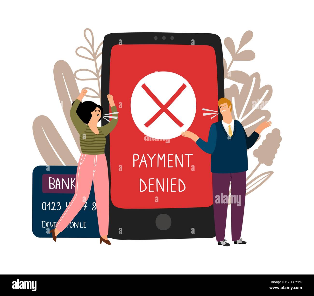 Online payment error. Angry people and declined payment vector concept ...