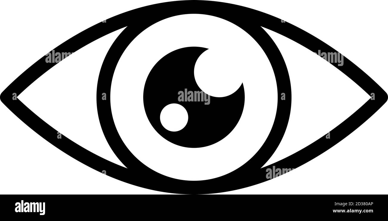 Optical eye black icon. Light vision eyeball image, vector open eyes ...