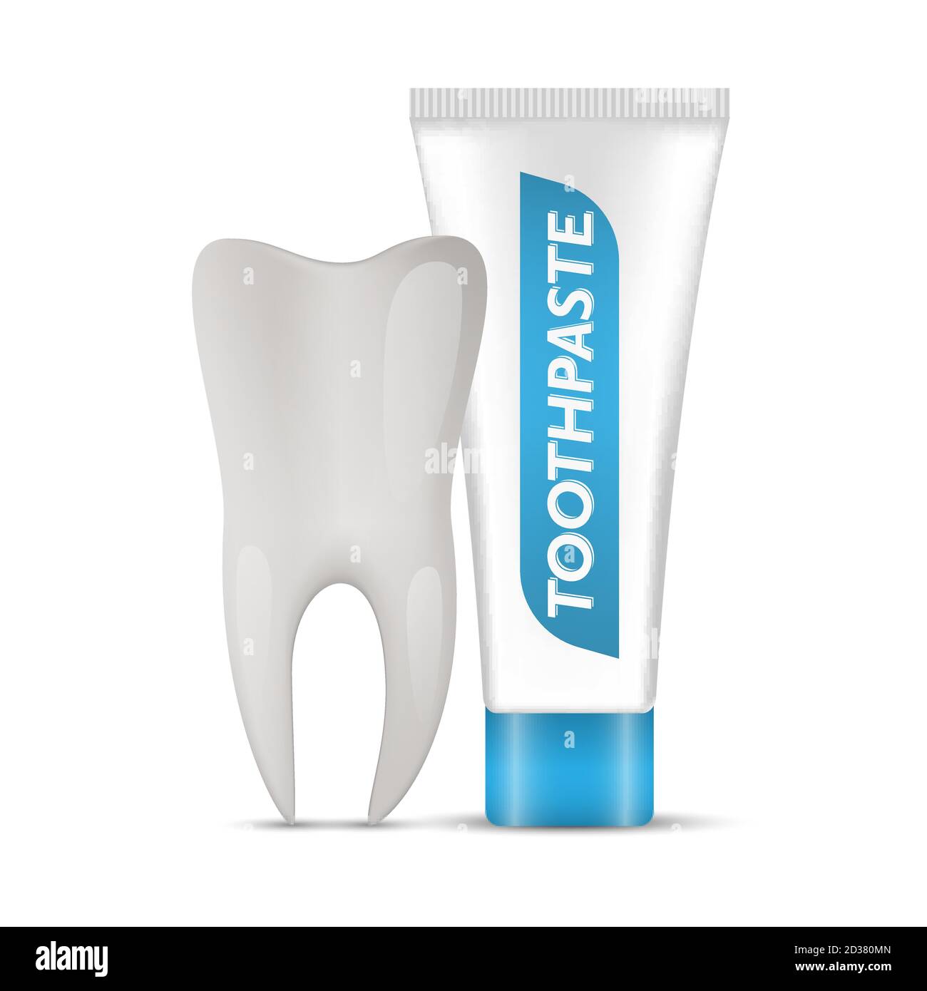 Tooth and toothpaste isolated on white background, Whitening toothpaste ...